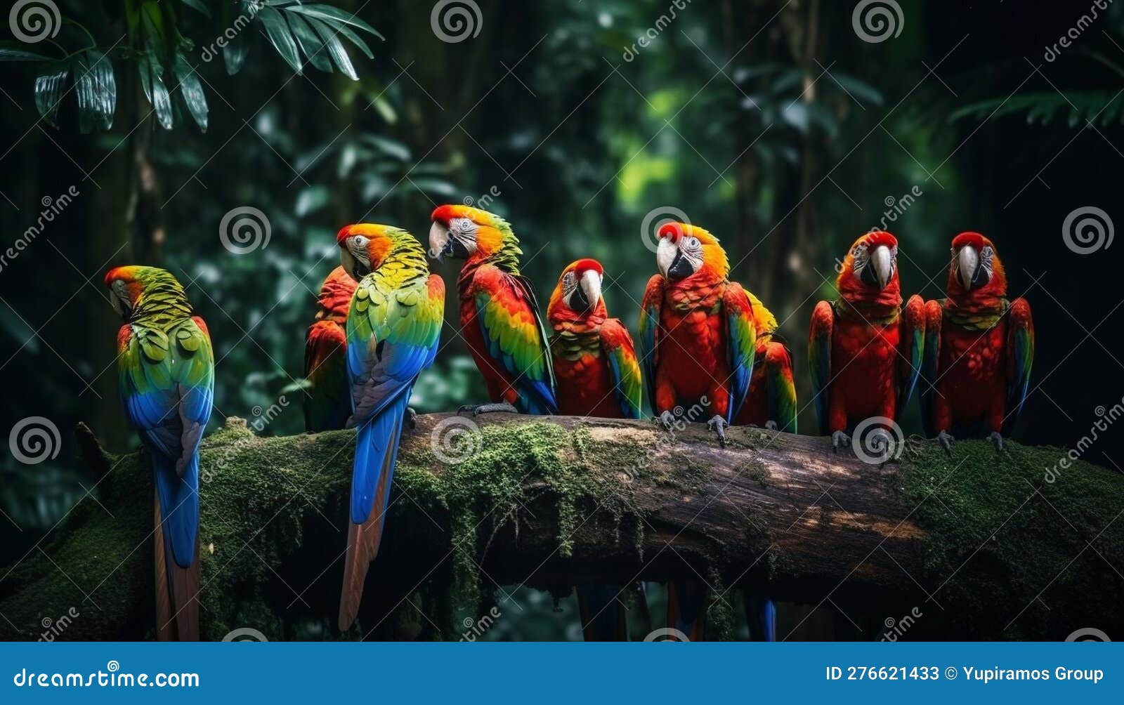 Vibrant Scarlet Macaw Perching on Green Branch Generated by AI Stock ...