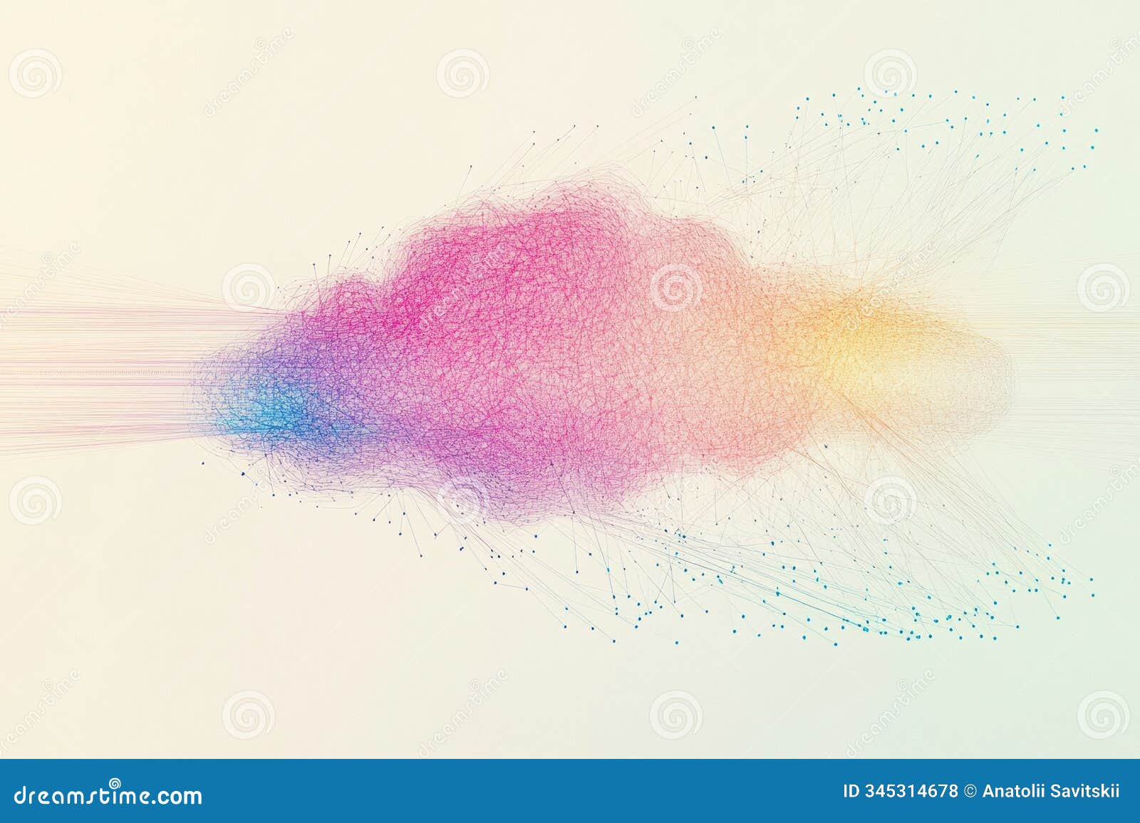 A Vibrant Schematic of a Data Cloud is Depicted with Thin Lines ...