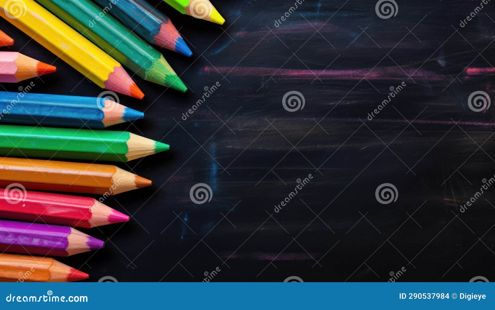 Vibrant School Crayons on a Chalkboard Background - Generative AI Stock ...
