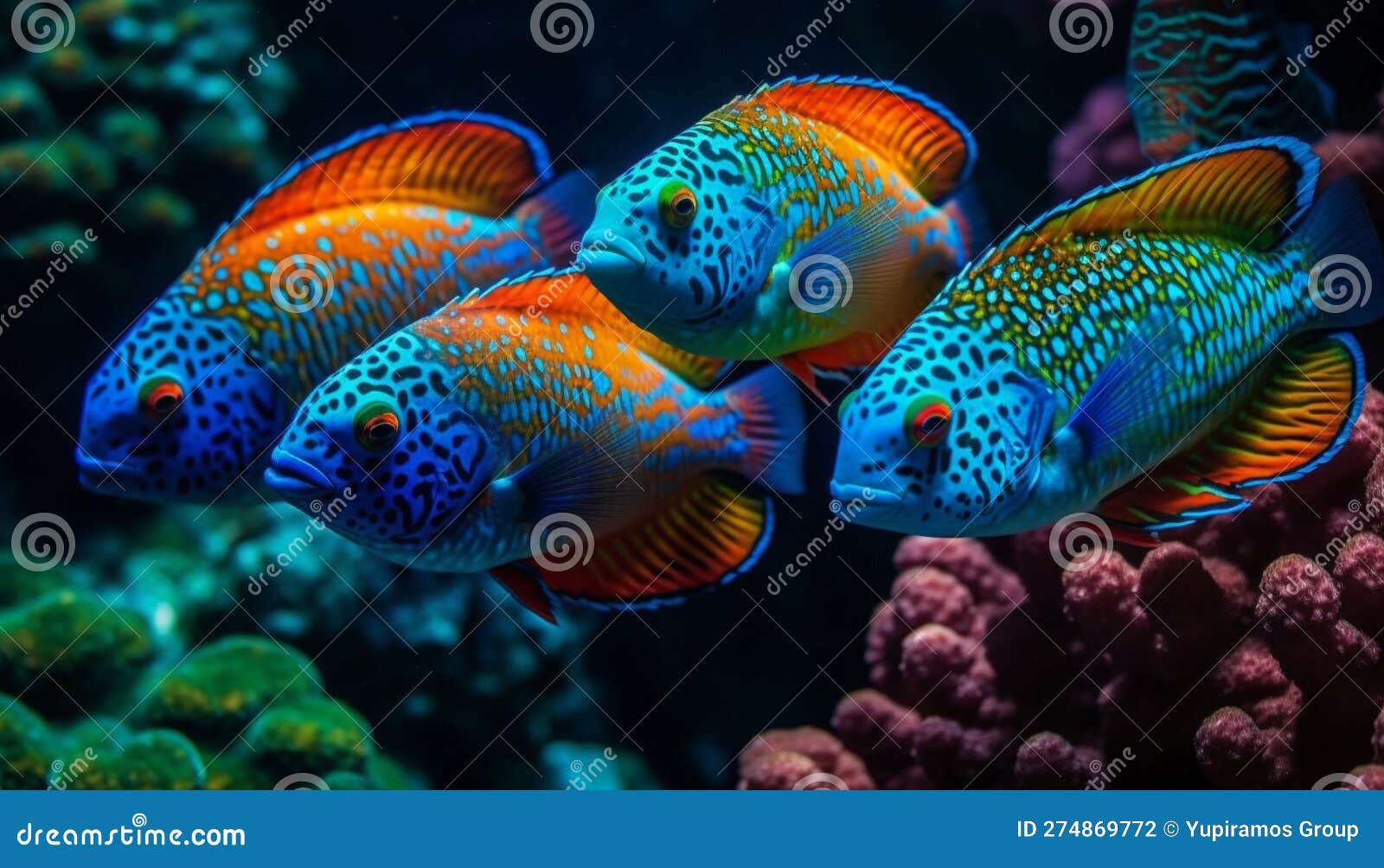 Vibrant School of Fish in Stunning Reef Generated by AI Stock ...