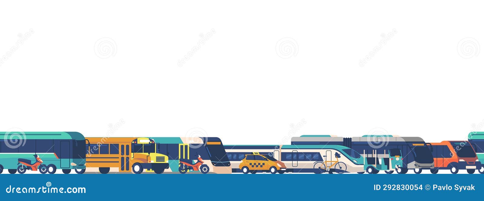 Vibrant Seamless Pattern Featuring Array of Public Transport, Buses ...