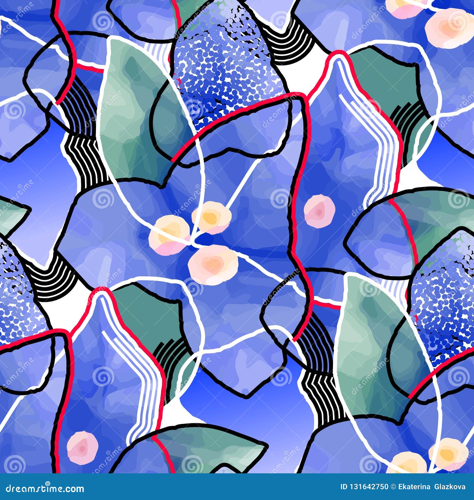 Vibrant Seamless Pattern of Vivid Exotic Leaves and Flowers Stock ...