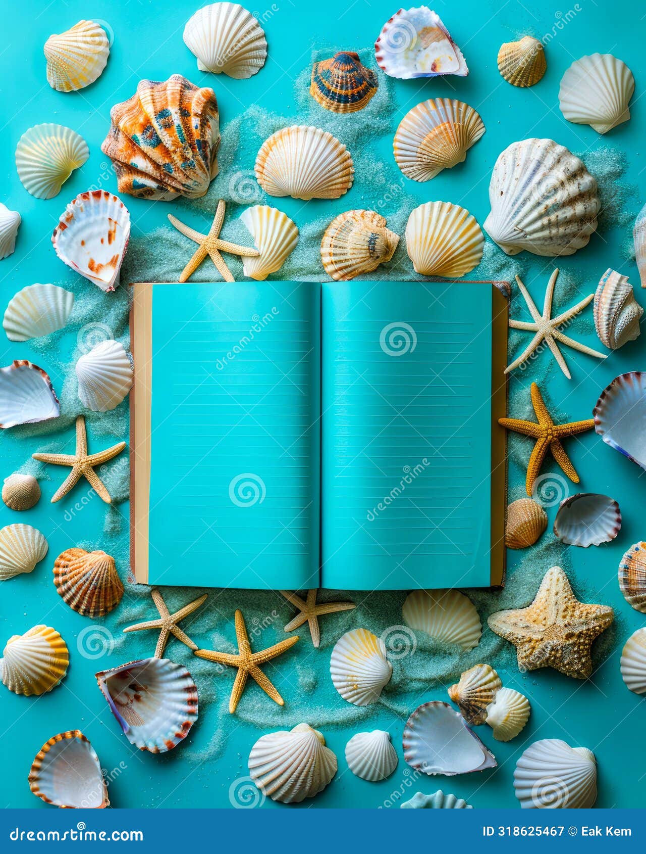 Vibrant Seaside Notebook with Seashells and Starfish Beach Inspired ...