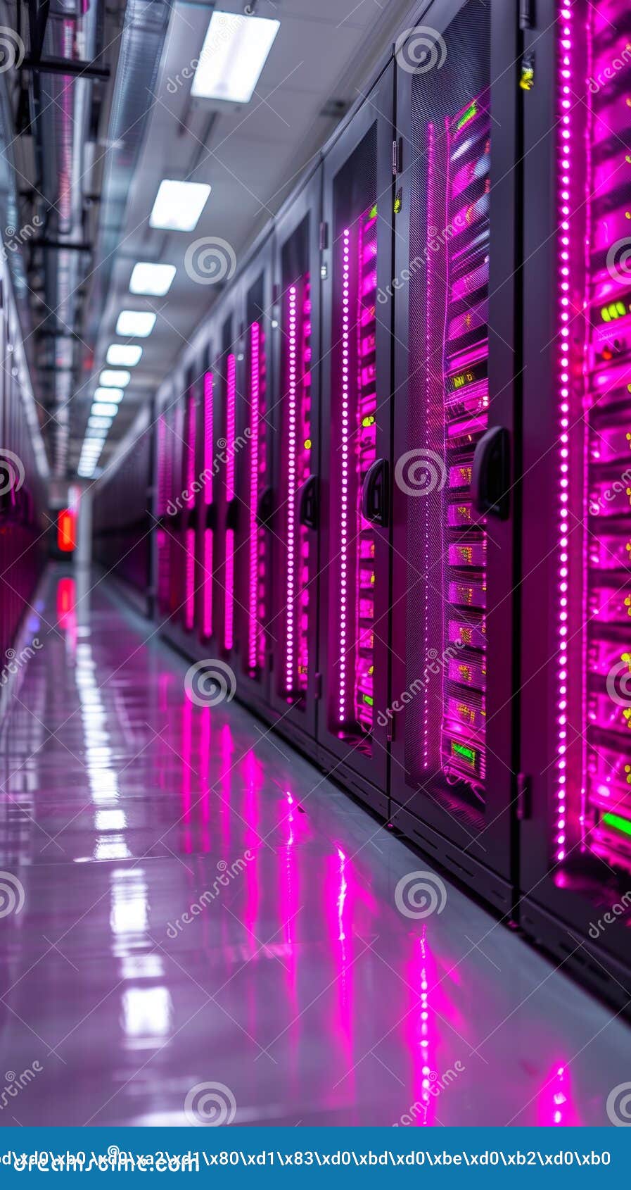 Vibrant Security Chaos in a Modern Data Center Showcasing Illuminated ...