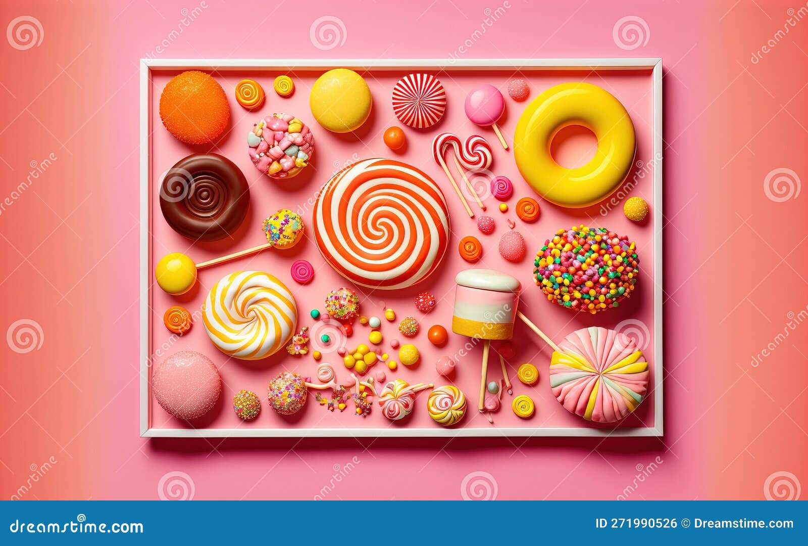 A Vibrant Selection of Candies. Frame with a Top Perspective Over a ...