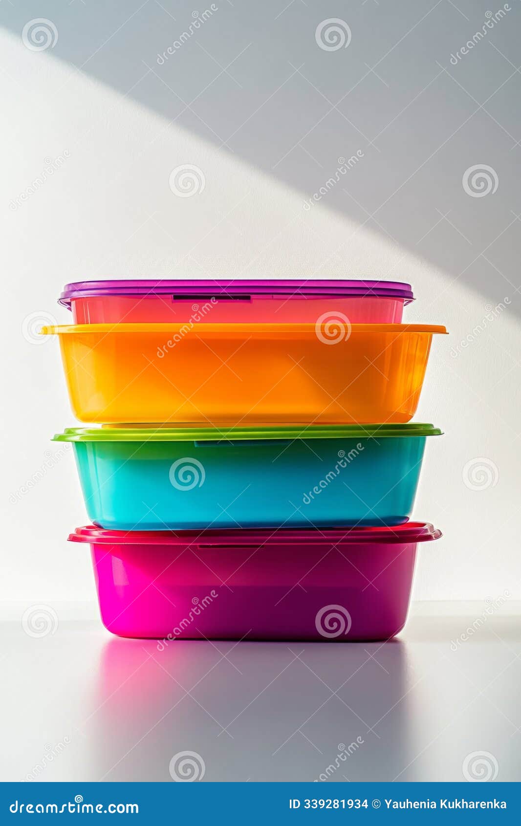 Colorful Stackable Plastic Containers Stock Illustration - Illustration ...