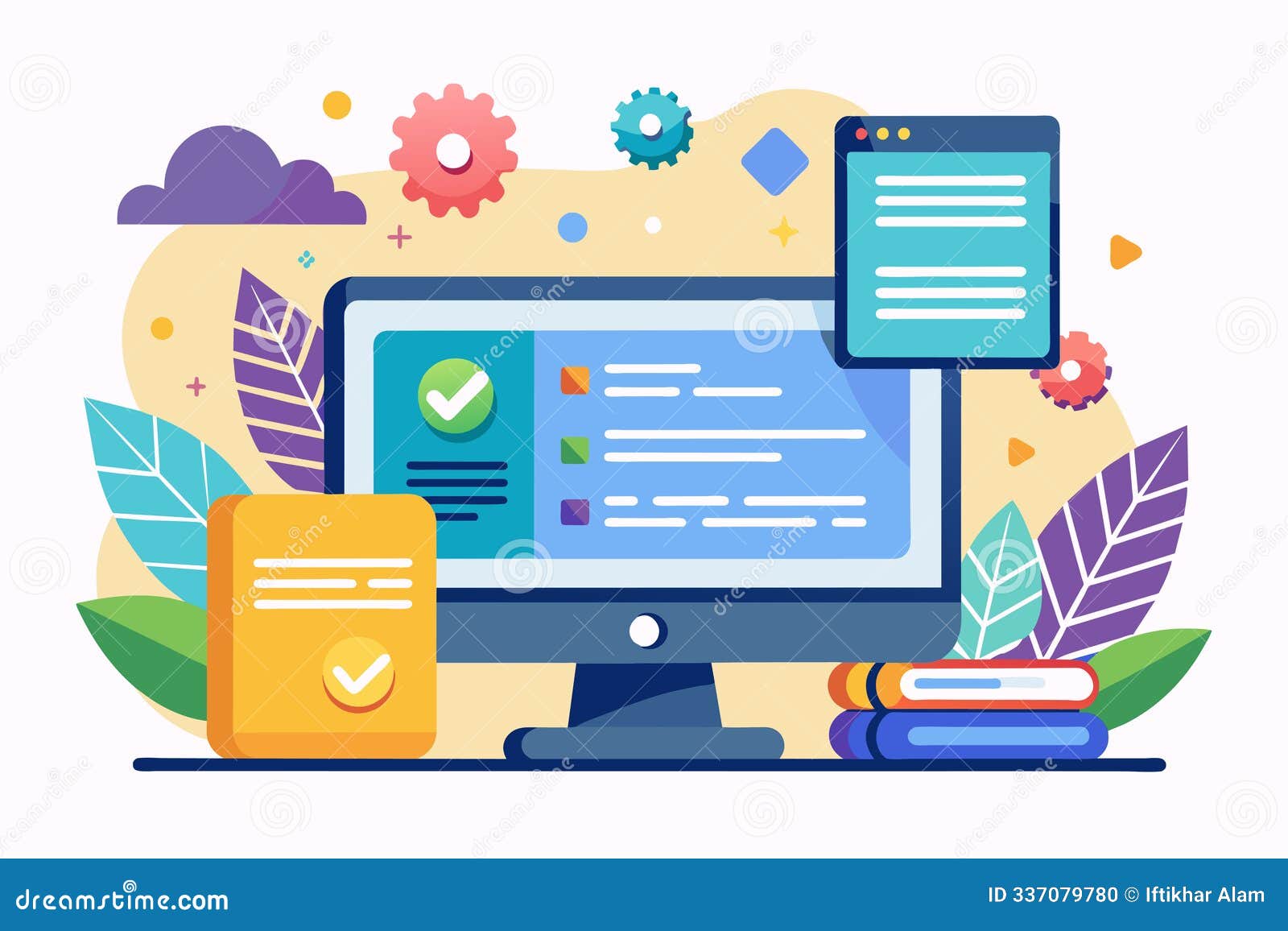 A Vibrant Setup Showing a Computer Screen with Coding Scripts, Colorful ...