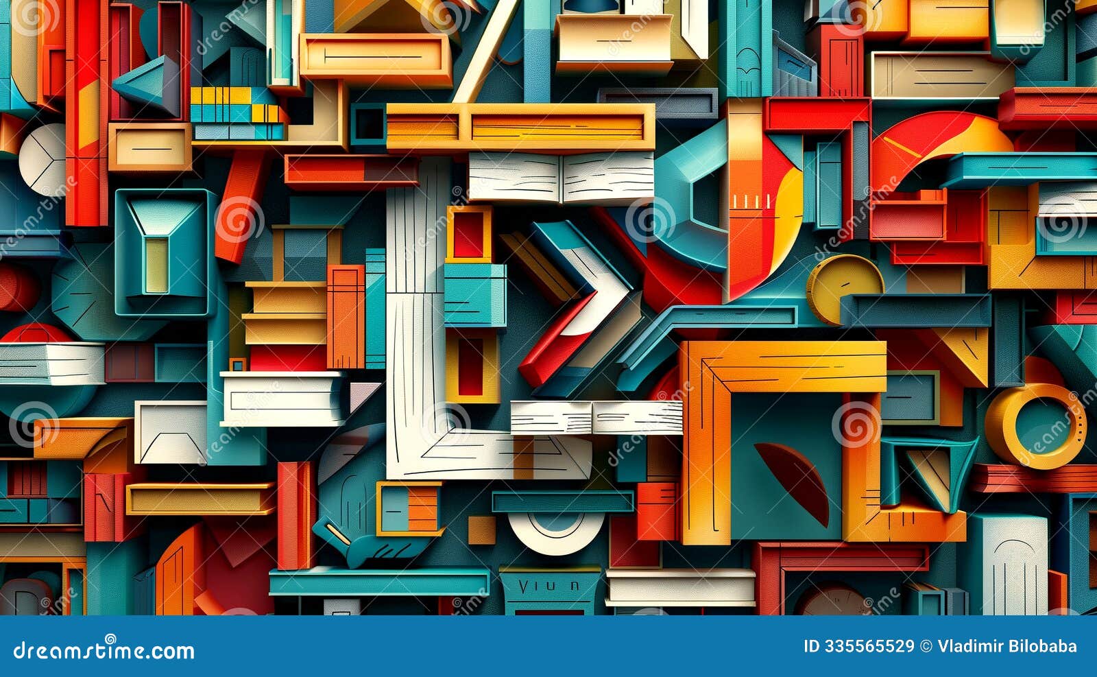 Vibrant Shapes and Patterns Create a Dynamic Abstract Arrangement ...