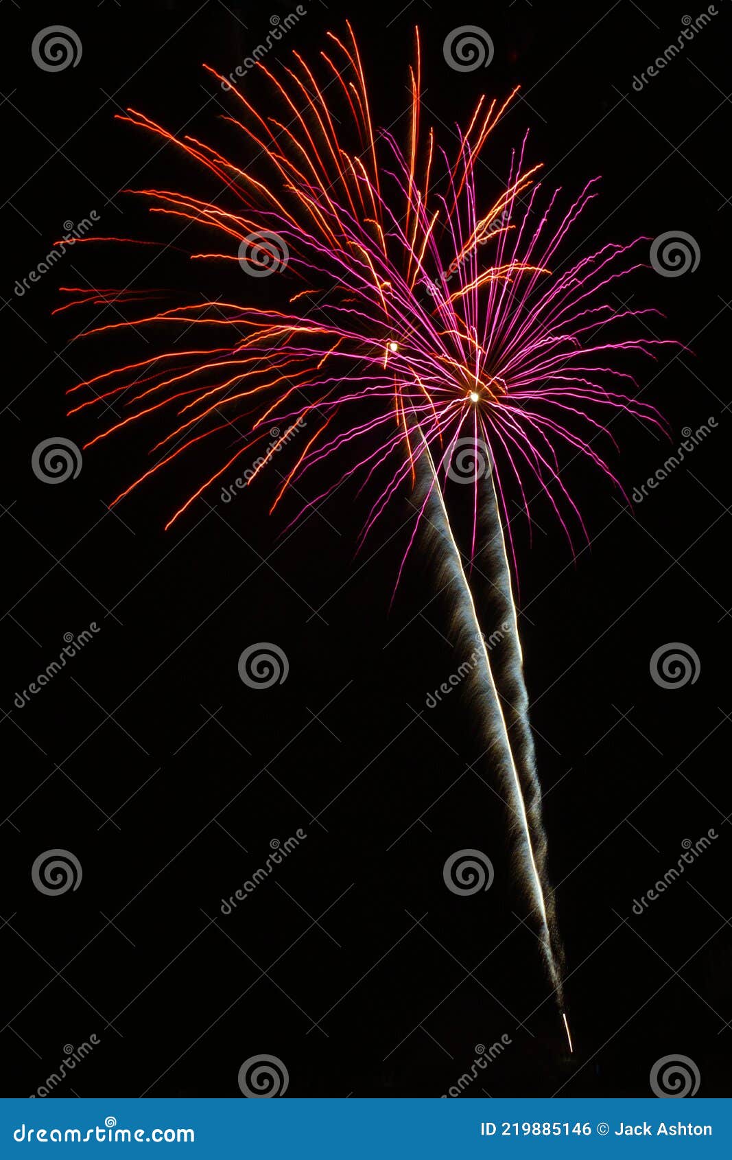 Vibrant Single Firework Against the Night Sky. Stock Photo - Image of ...
