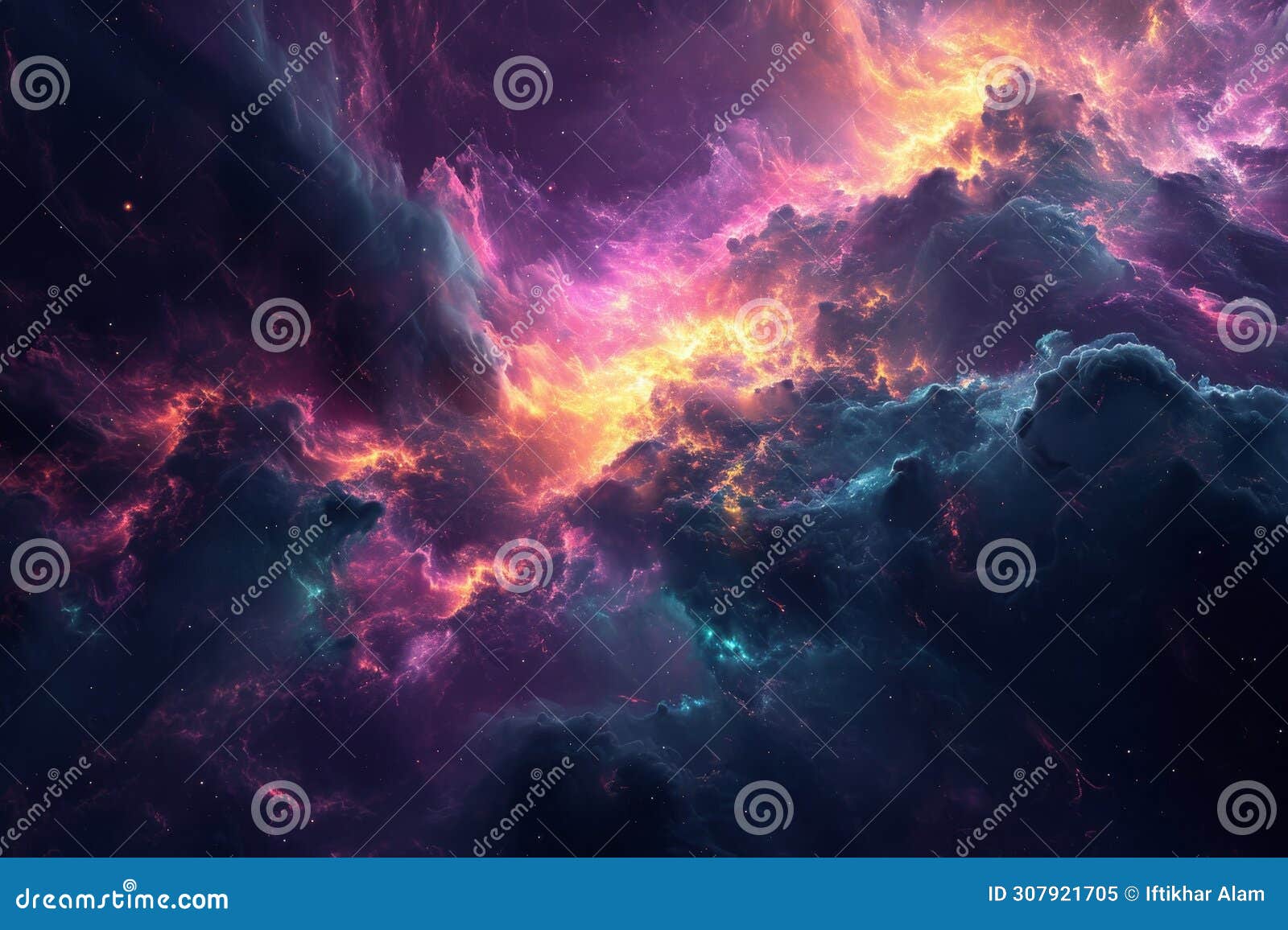 A Vibrant Sky Illuminated by an Array of Colors, Showcasing Billowing ...