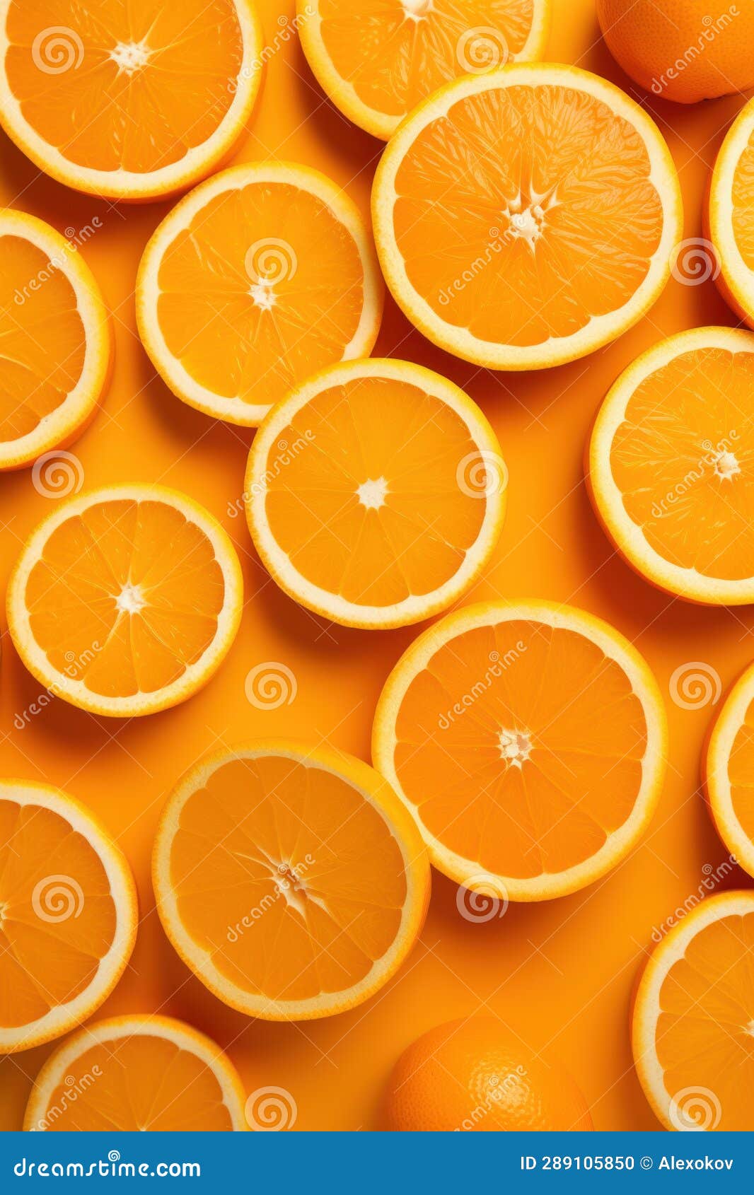 Vibrant Sliced Oranges on Orange Background AI Generated Stock ...