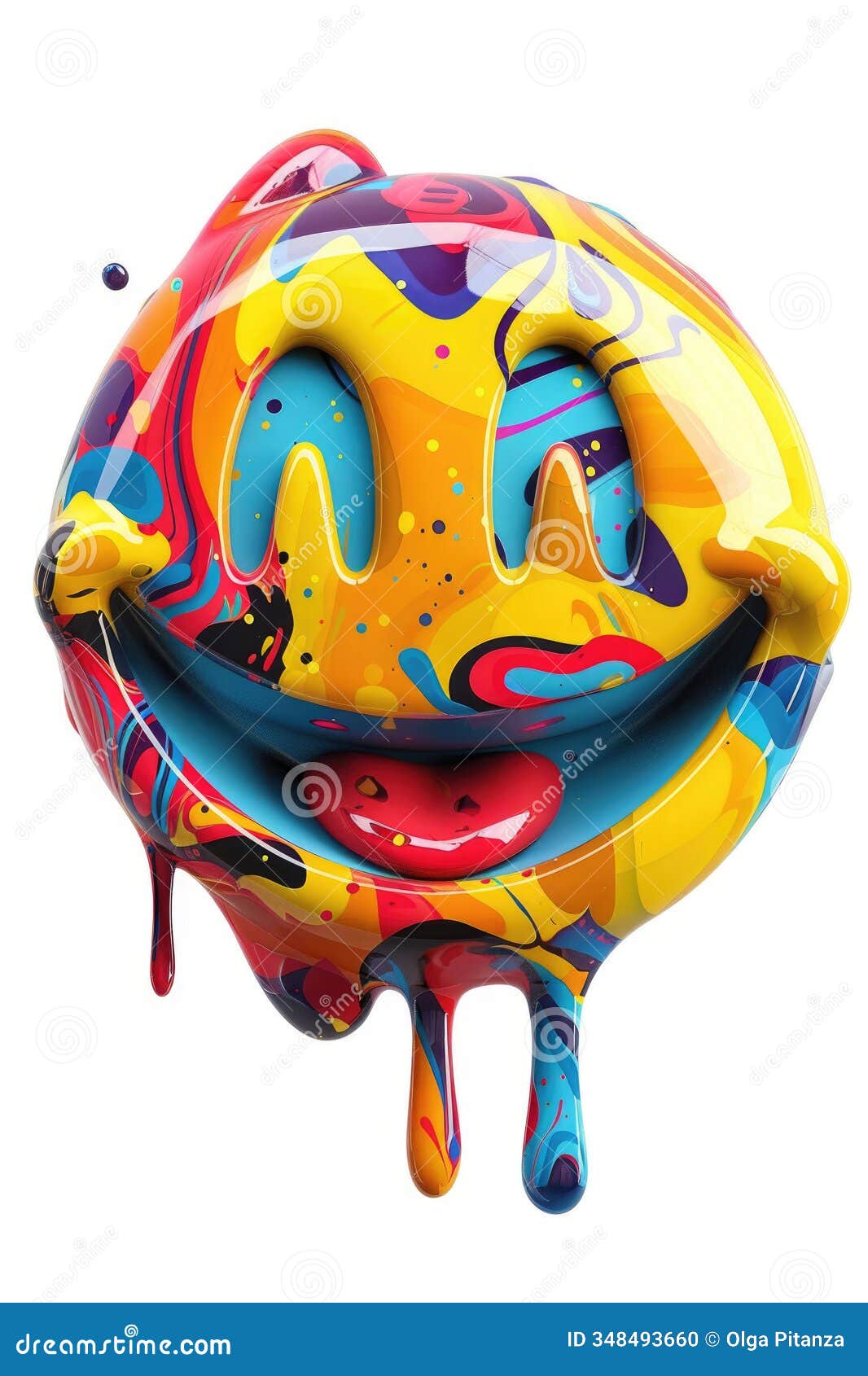 A Vibrant Smiley Face with Melting Multicolored Paint in a Bold and ...