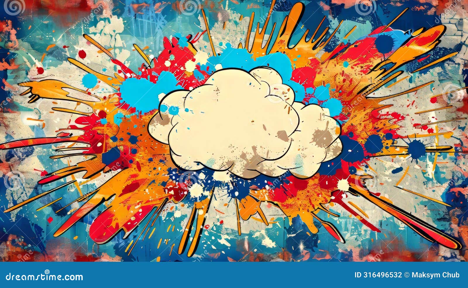 Vibrant Speech Bubble in Abstract Comic Panel with Bold Lines, Evoking ...