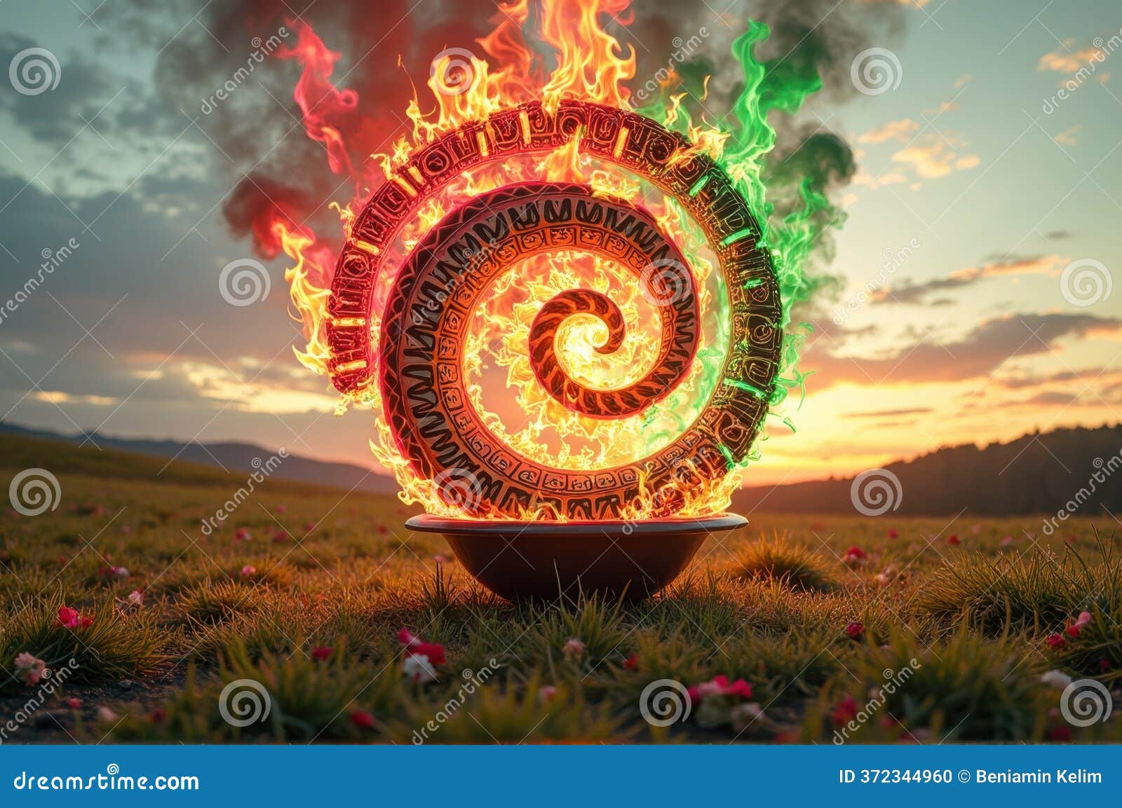 Aztec Spiral Step Fret Pattern, Circle Frame With Fish Hook And Steps ...