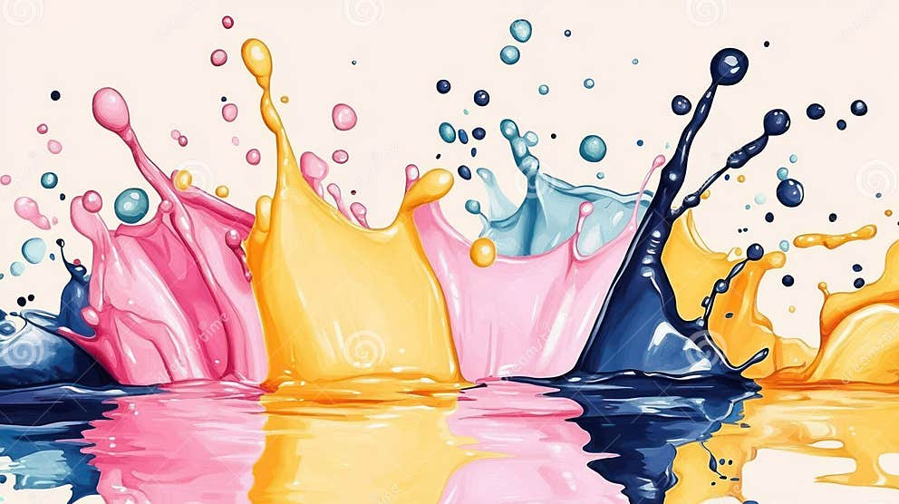 A Vibrant Splash of Colorful Paint Droplets Creating a Dynamic and ...
