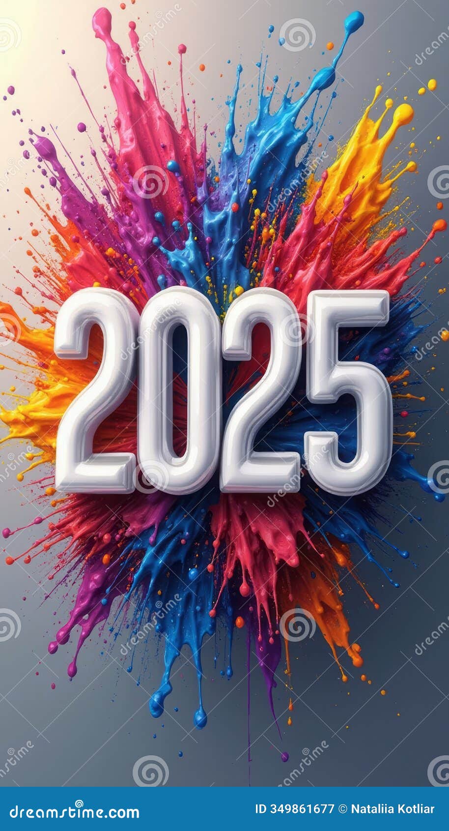 Vibrant Splash of Colors with Bold 2025 Stock Image - Image of visual ...