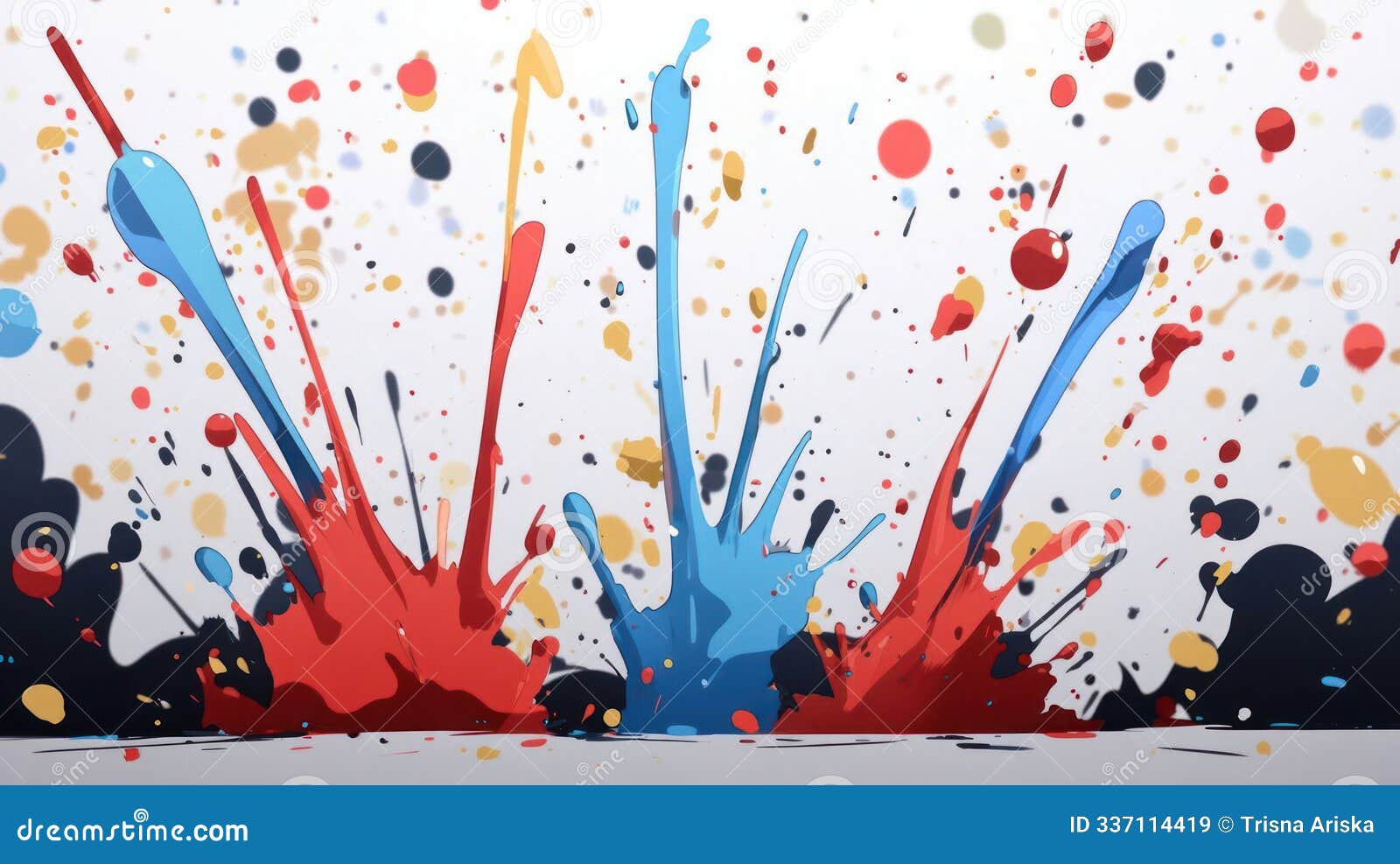 A Vibrant Splash of Red and Blue Paint Against a White Background ...