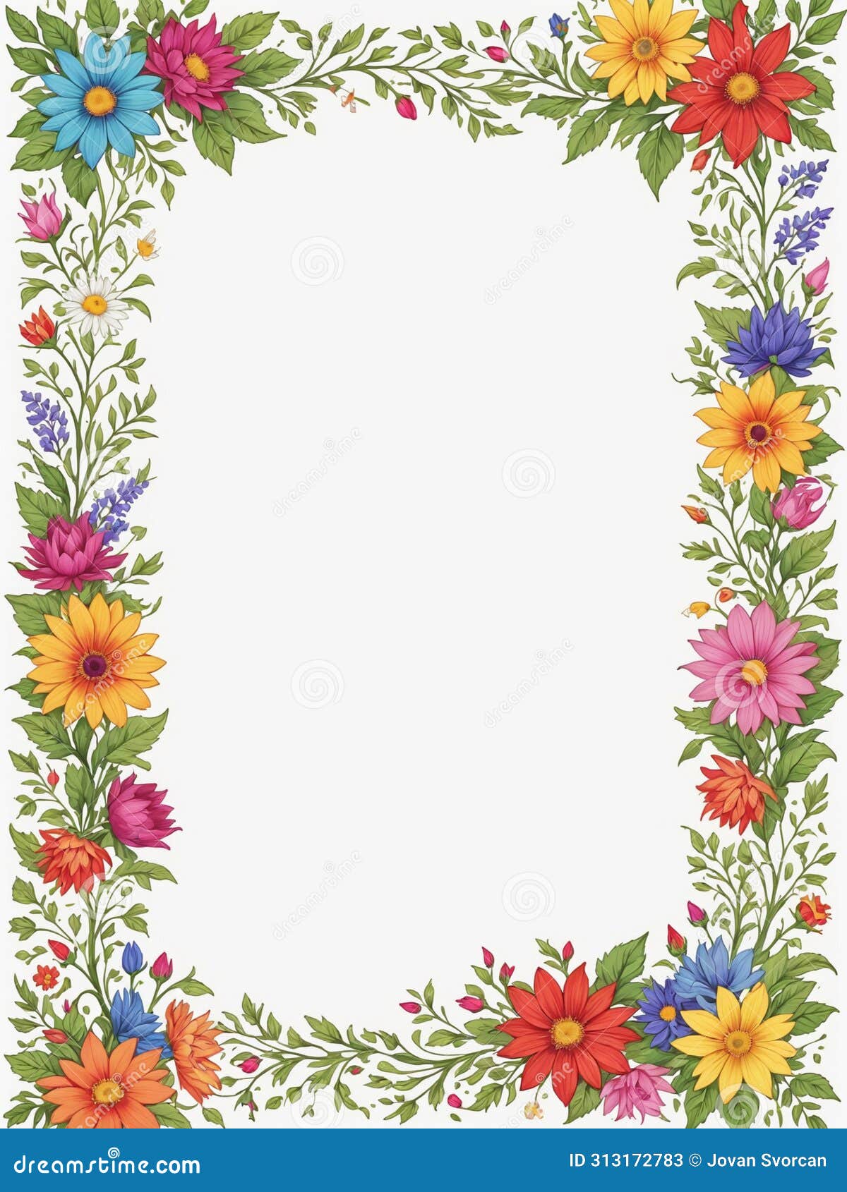Vibrant Spring Floral Border Stock Illustration - Illustration of ...