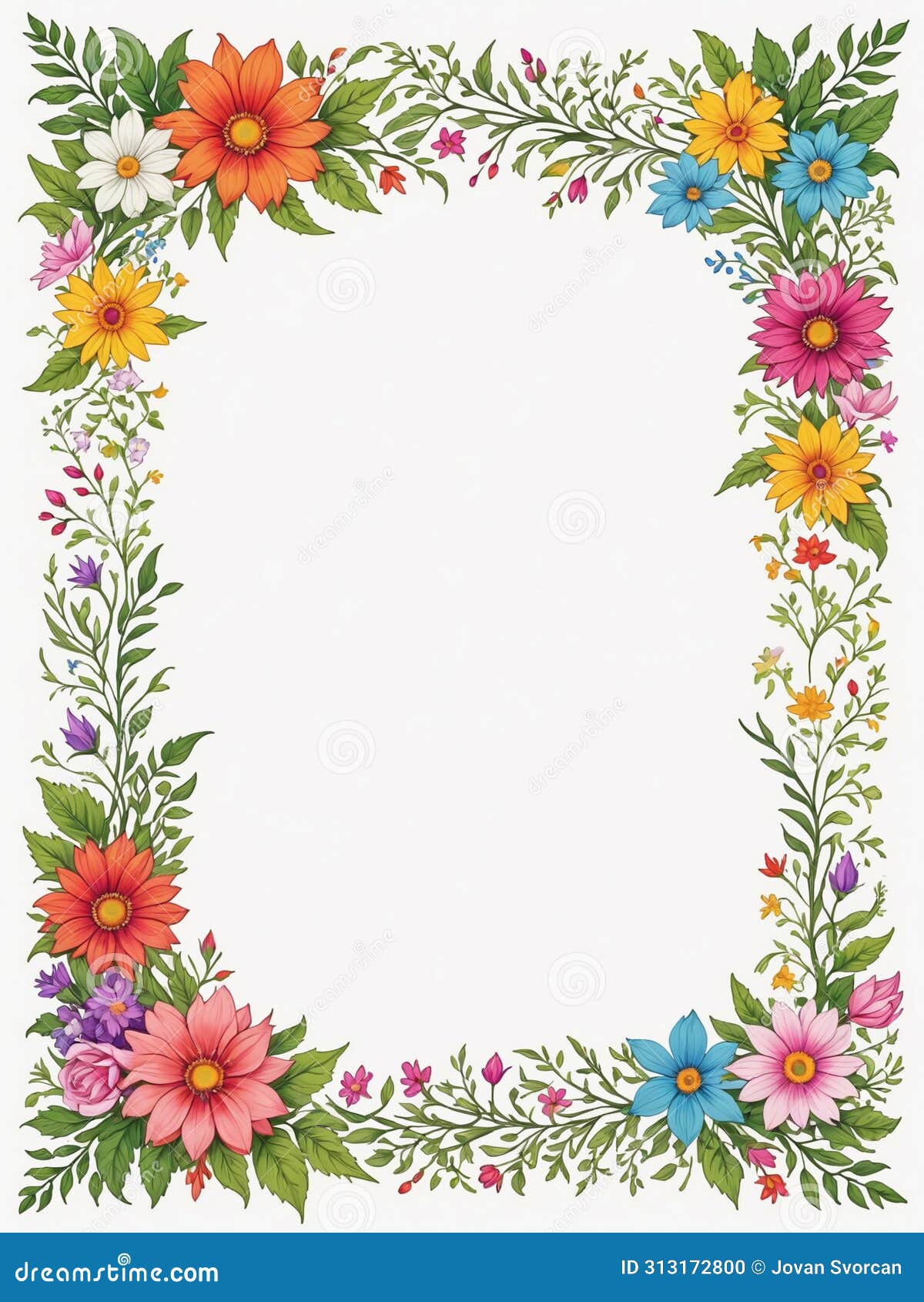 Vibrant Spring Floral Border Stock Illustration - Illustration of ...