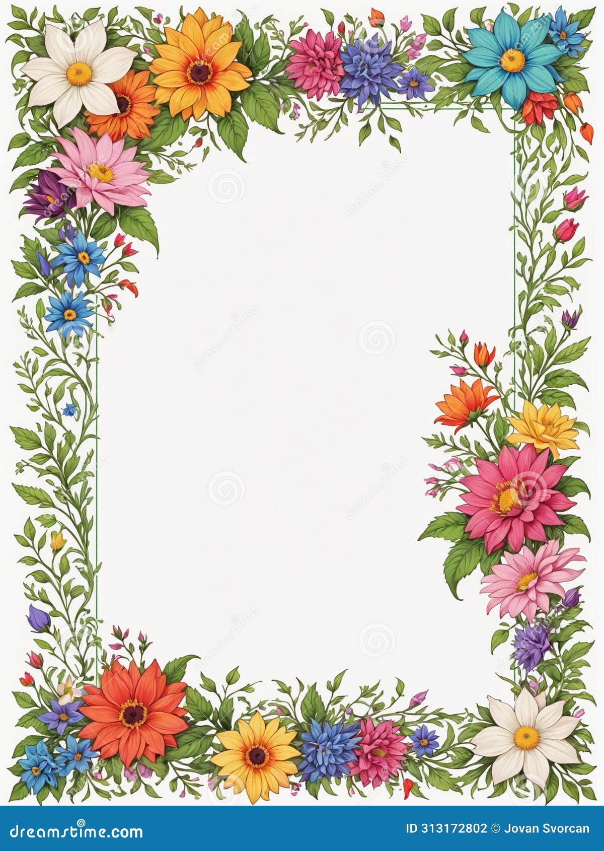 Vibrant Spring Floral Border Stock Illustration - Illustration of ...