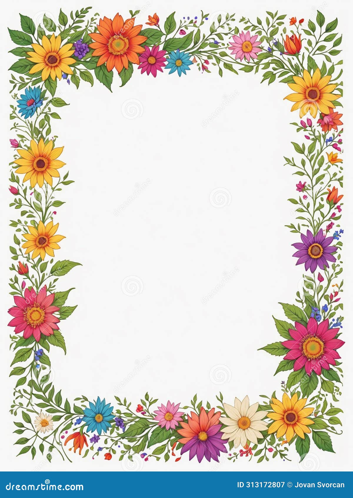 Vibrant Spring Floral Border Stock Illustration - Illustration of ...