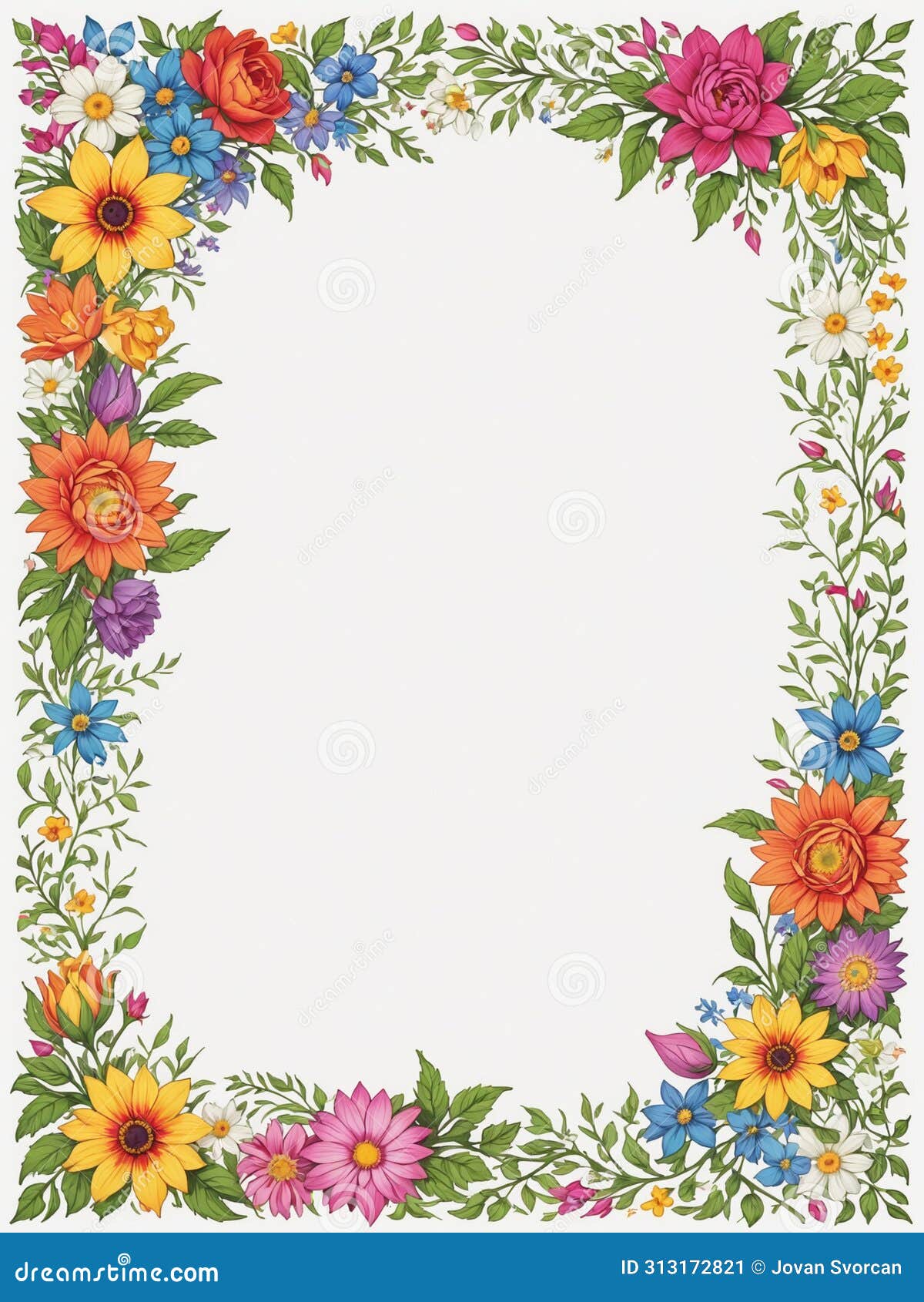Vibrant Spring Floral Border Stock Illustration - Illustration of ...