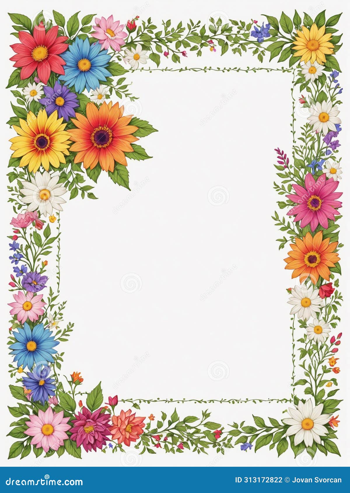 Vibrant Spring Floral Border Stock Illustration - Illustration of ...
