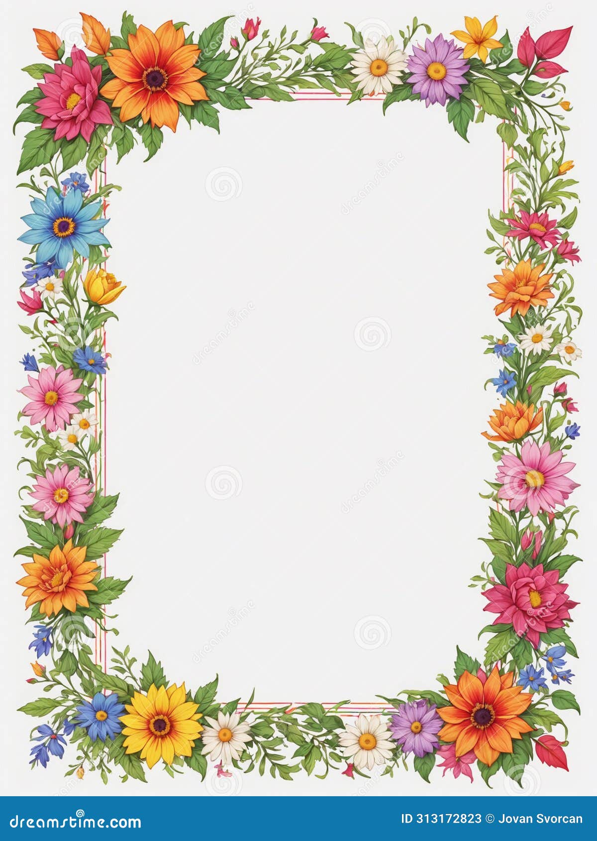 Vibrant Spring Floral Border Stock Illustration - Illustration of ...
