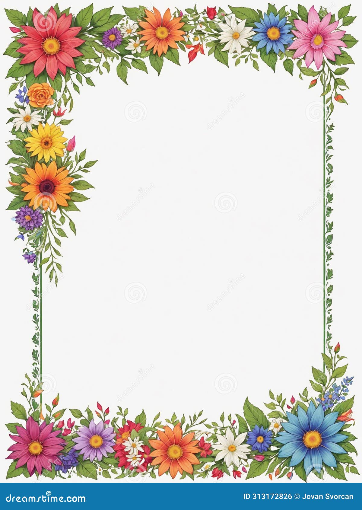 Vibrant Spring Floral Border Stock Illustration - Illustration of ...