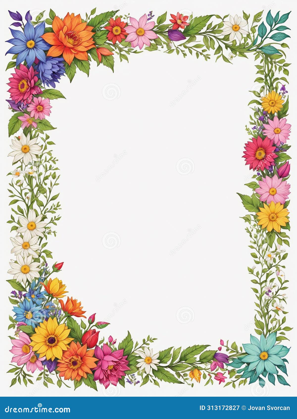 Vibrant Spring Floral Border Stock Illustration - Illustration of ...