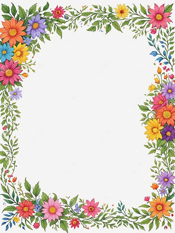 Vibrant Spring Floral Border Stock Illustration - Illustration of ...