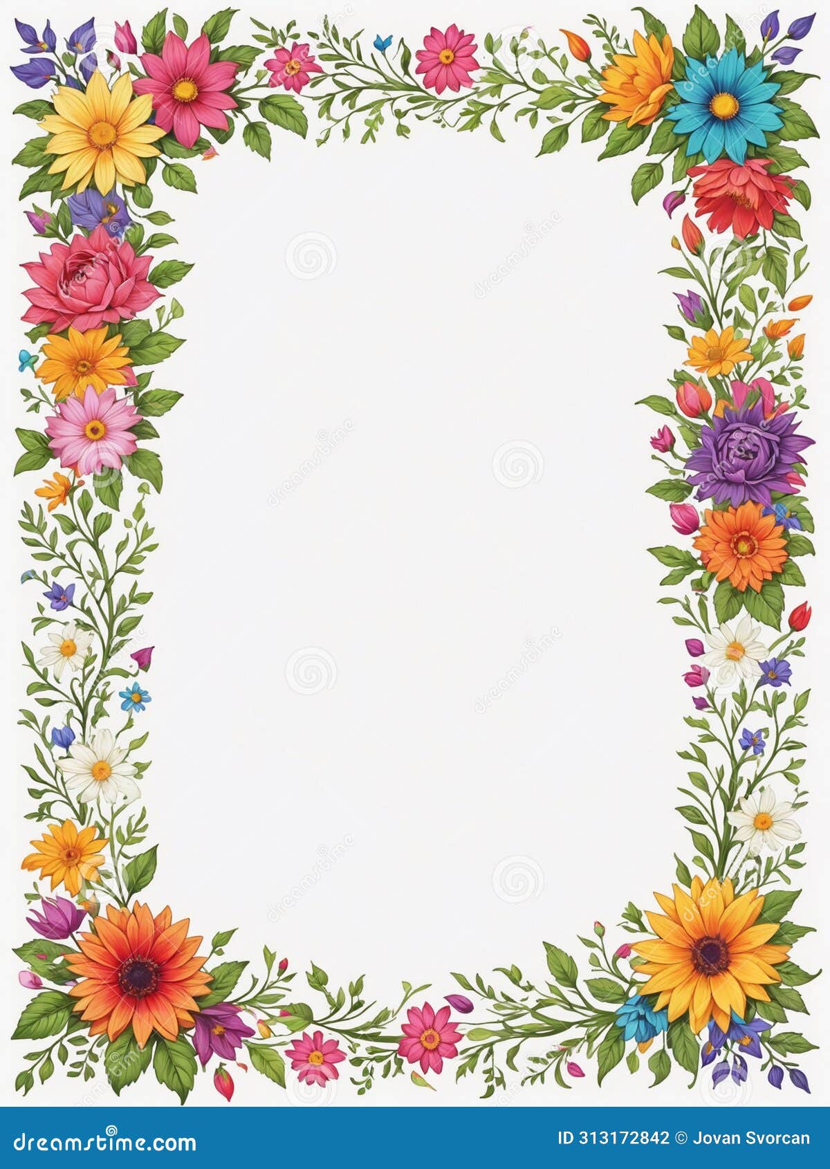 Vibrant Spring Floral Border Stock Illustration - Illustration of edge ...