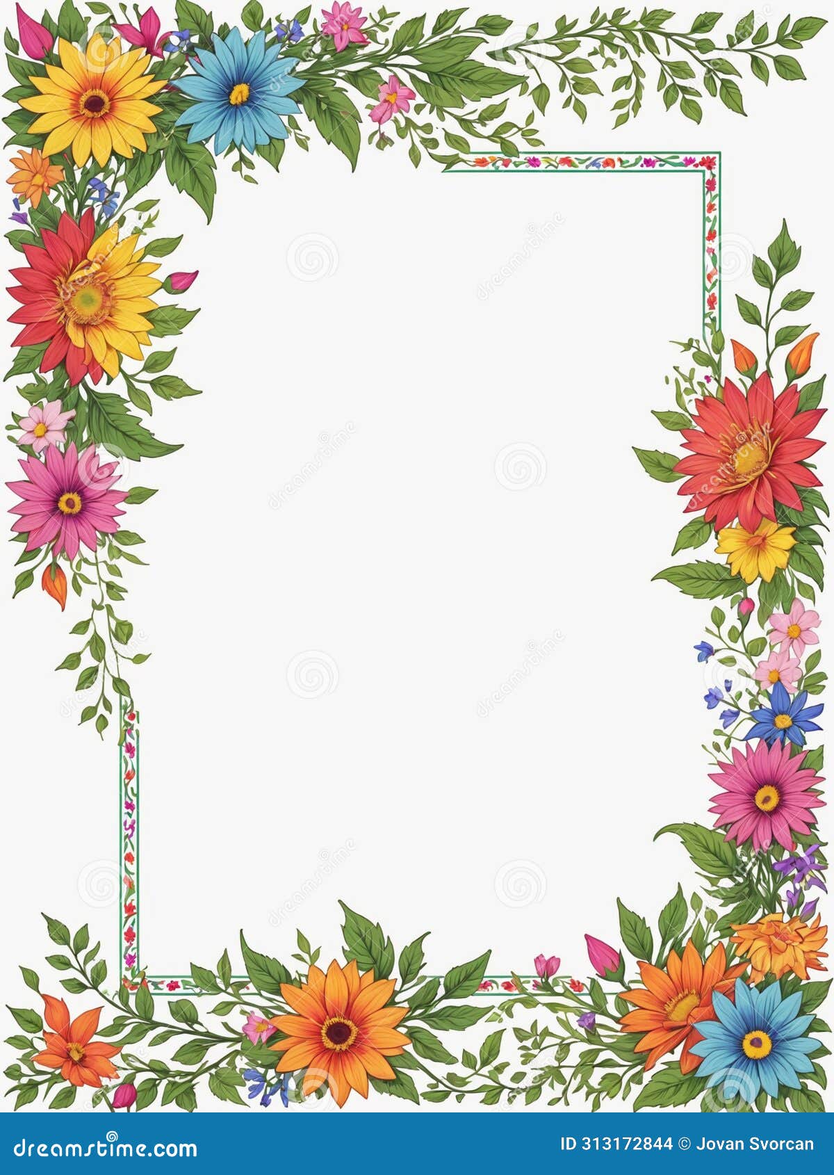 Vibrant Spring Floral Border Stock Illustration - Illustration of ...