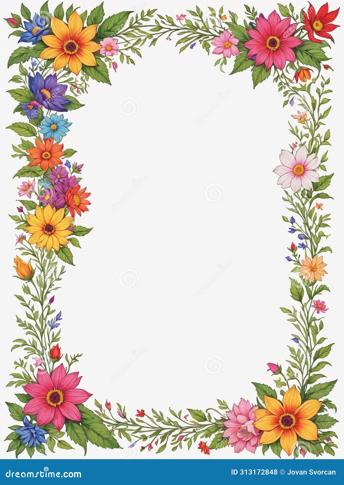 Vibrant Spring Floral Border Stock Illustration - Illustration of ...