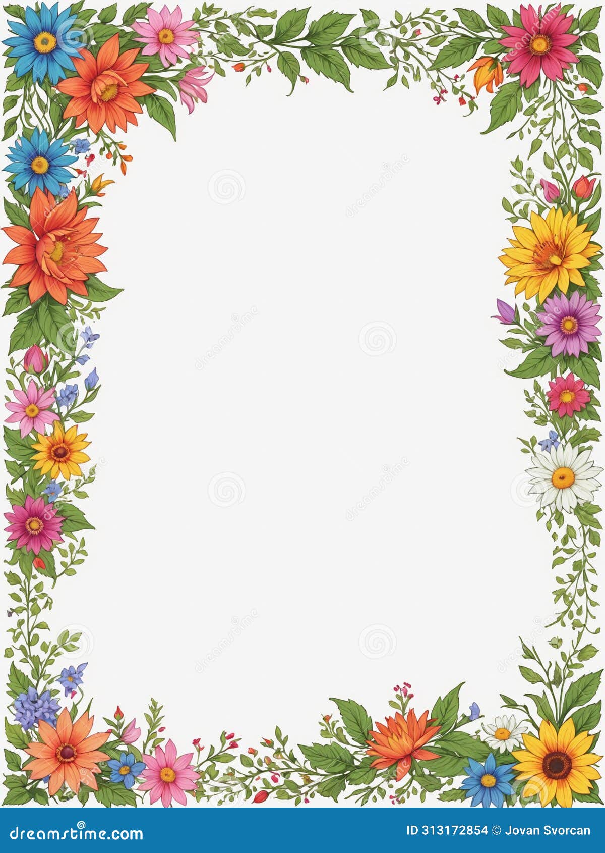 Vibrant Spring Floral Border Stock Illustration - Illustration of edge ...