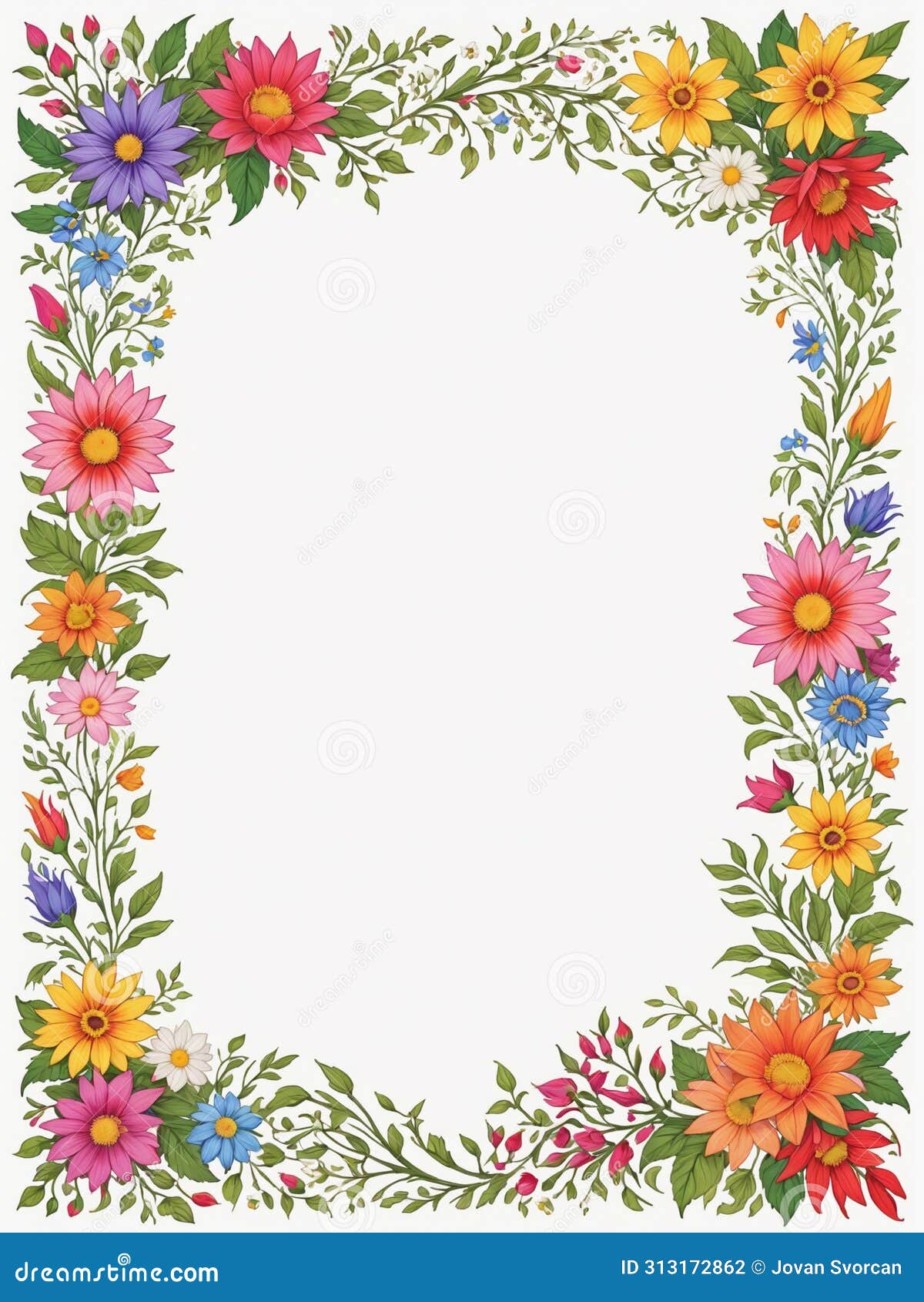 Vibrant Spring Floral Border Stock Illustration - Illustration of ...