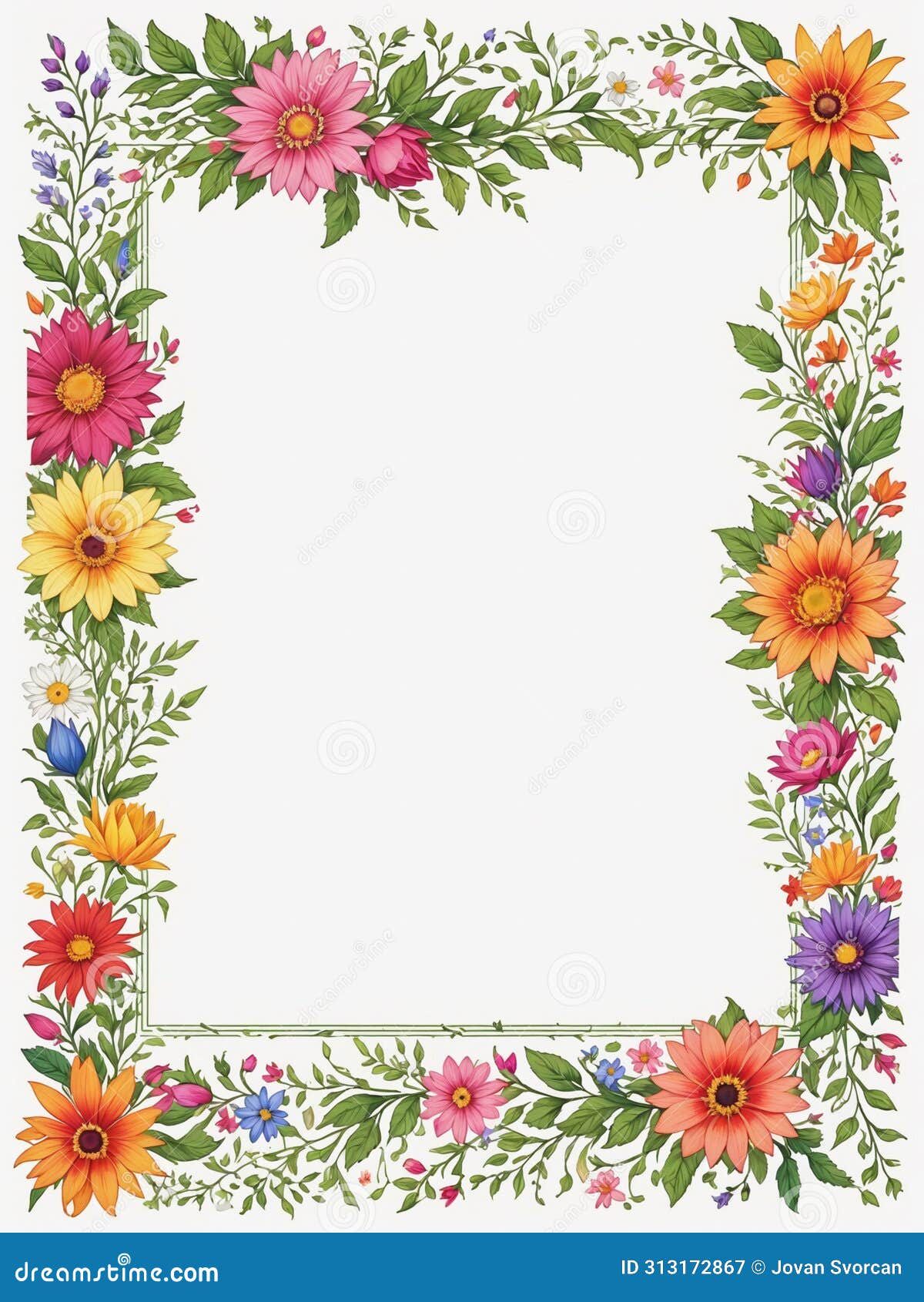 Vibrant Spring Floral Border Stock Illustration - Illustration of ...