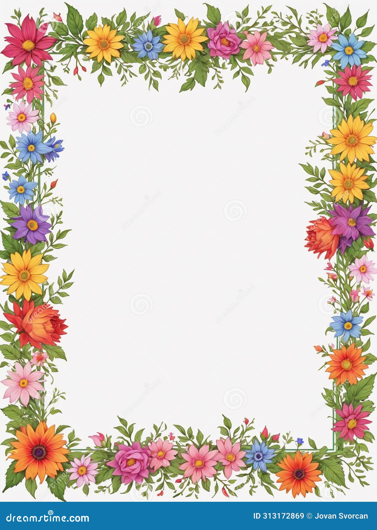 Vibrant Spring Floral Border Stock Illustration - Illustration of ...