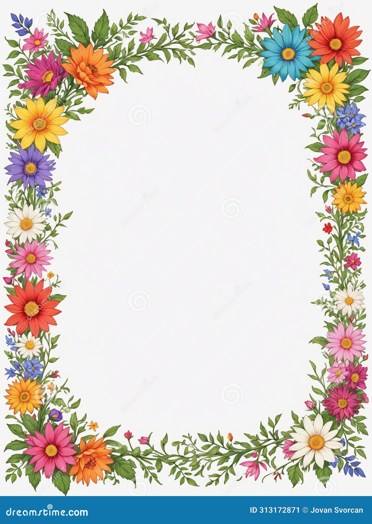Vibrant Spring Floral Border Stock Illustration - Illustration of ...