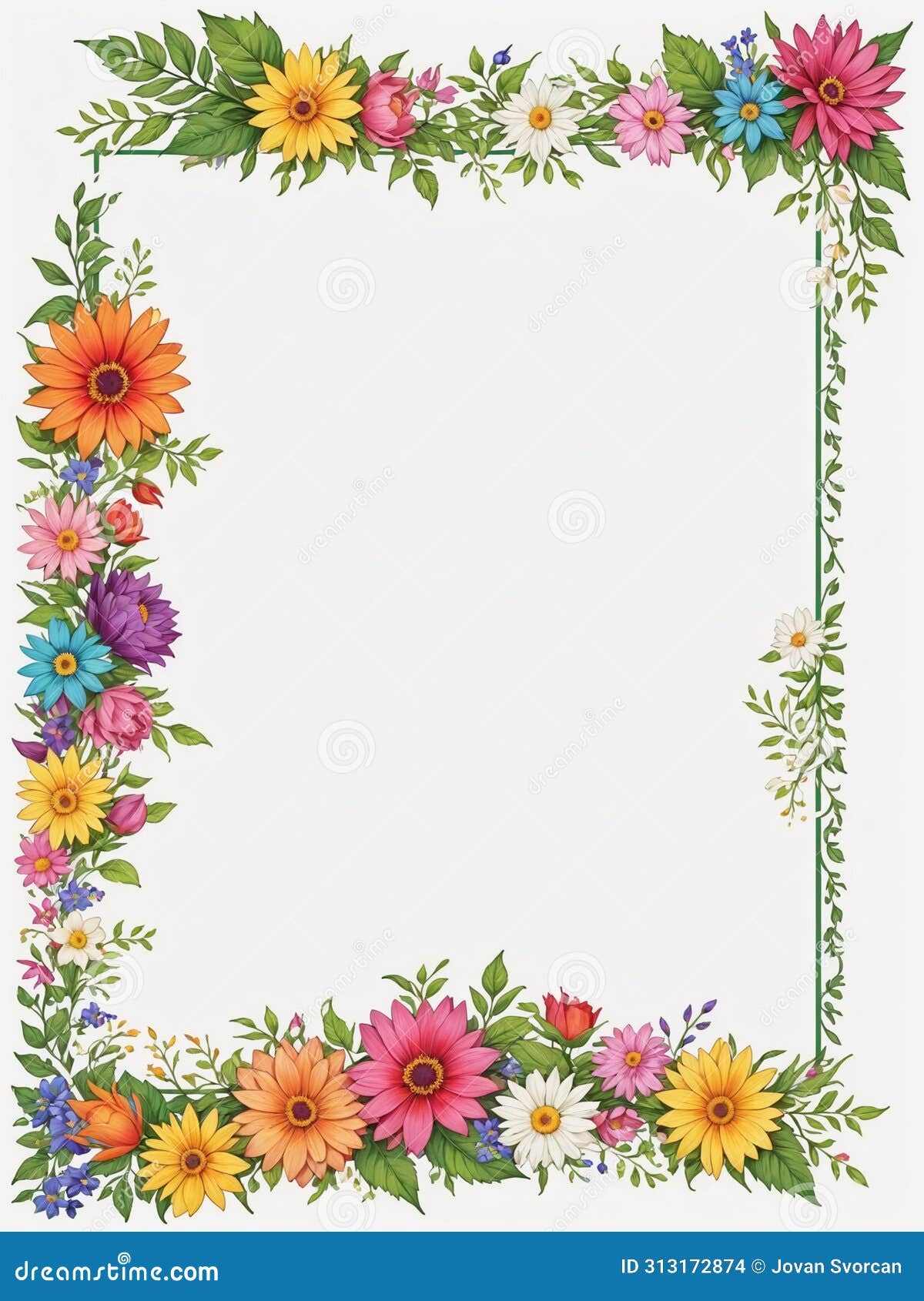 Vibrant Spring Floral Border Stock Illustration - Illustration of ...