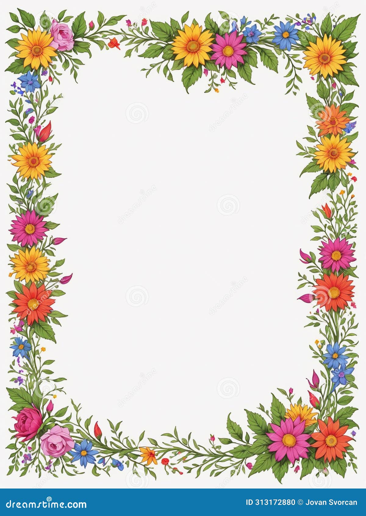 Vibrant Spring Floral Border Stock Illustration - Illustration of ...