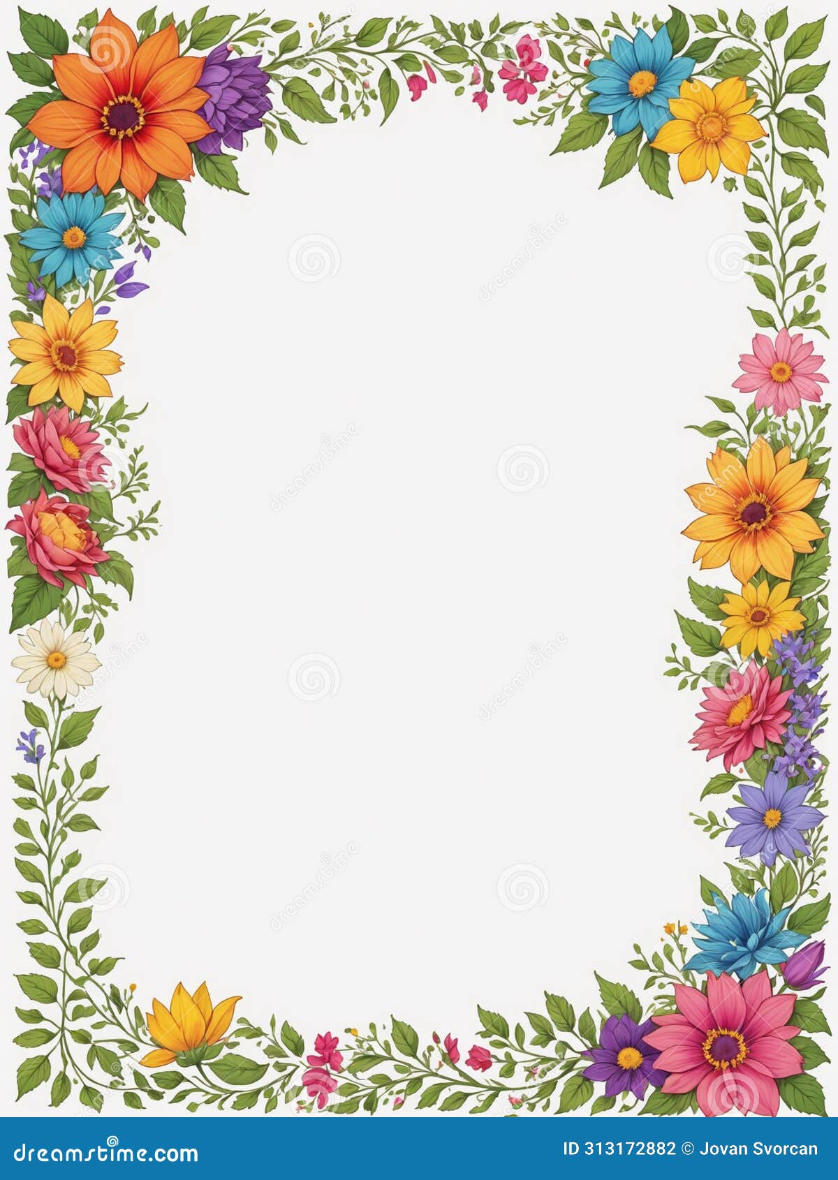 Vibrant Spring Floral Border Stock Illustration - Illustration of ...
