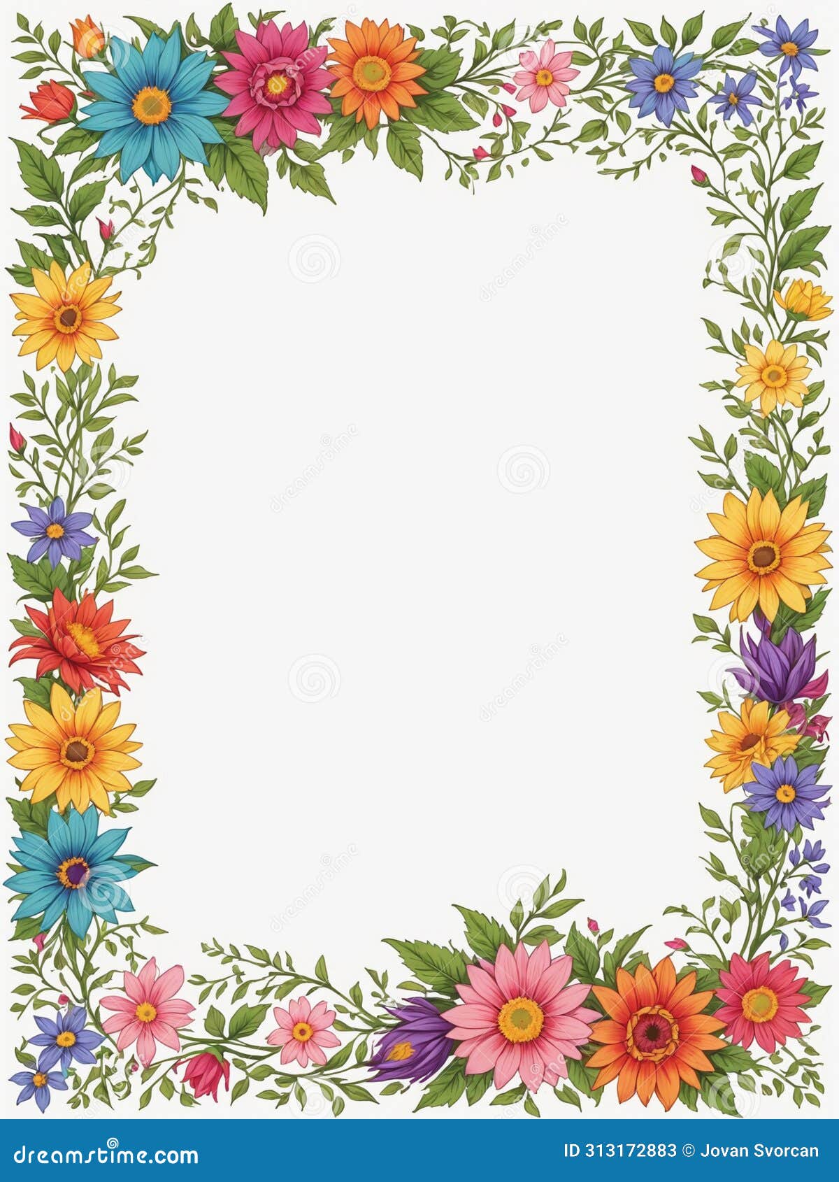 Vibrant Spring Floral Border Stock Illustration - Illustration of ...