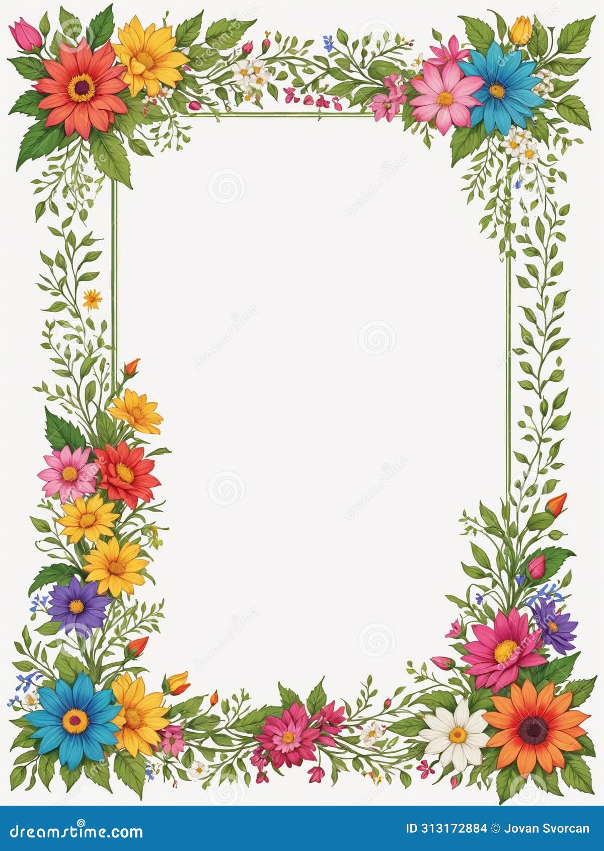 Vibrant Spring Floral Border Stock Illustration - Illustration of ...