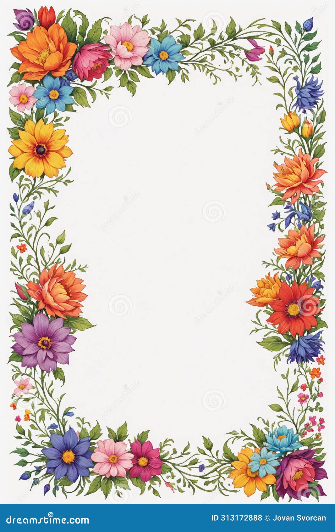 Vibrant Spring Floral Border Stock Illustration - Illustration of ...