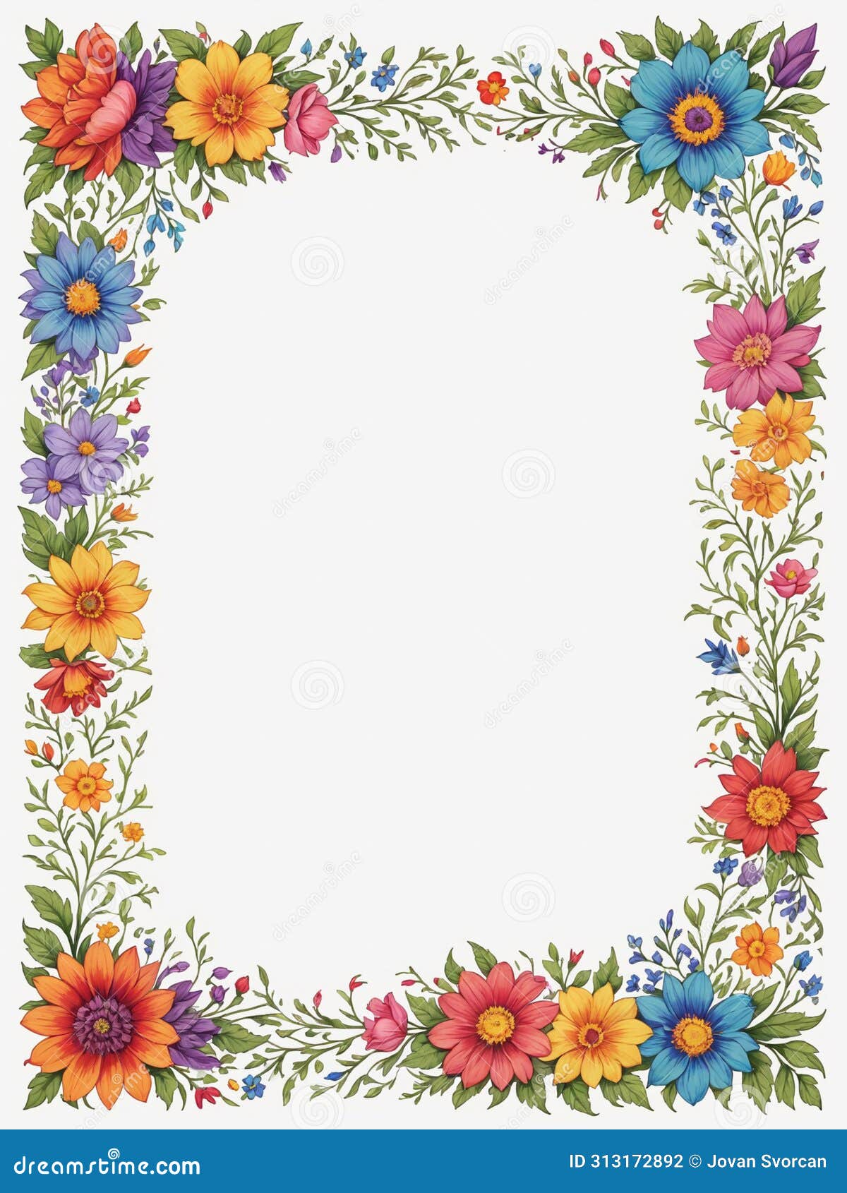 Vibrant Spring Floral Border Stock Illustration - Illustration of ...