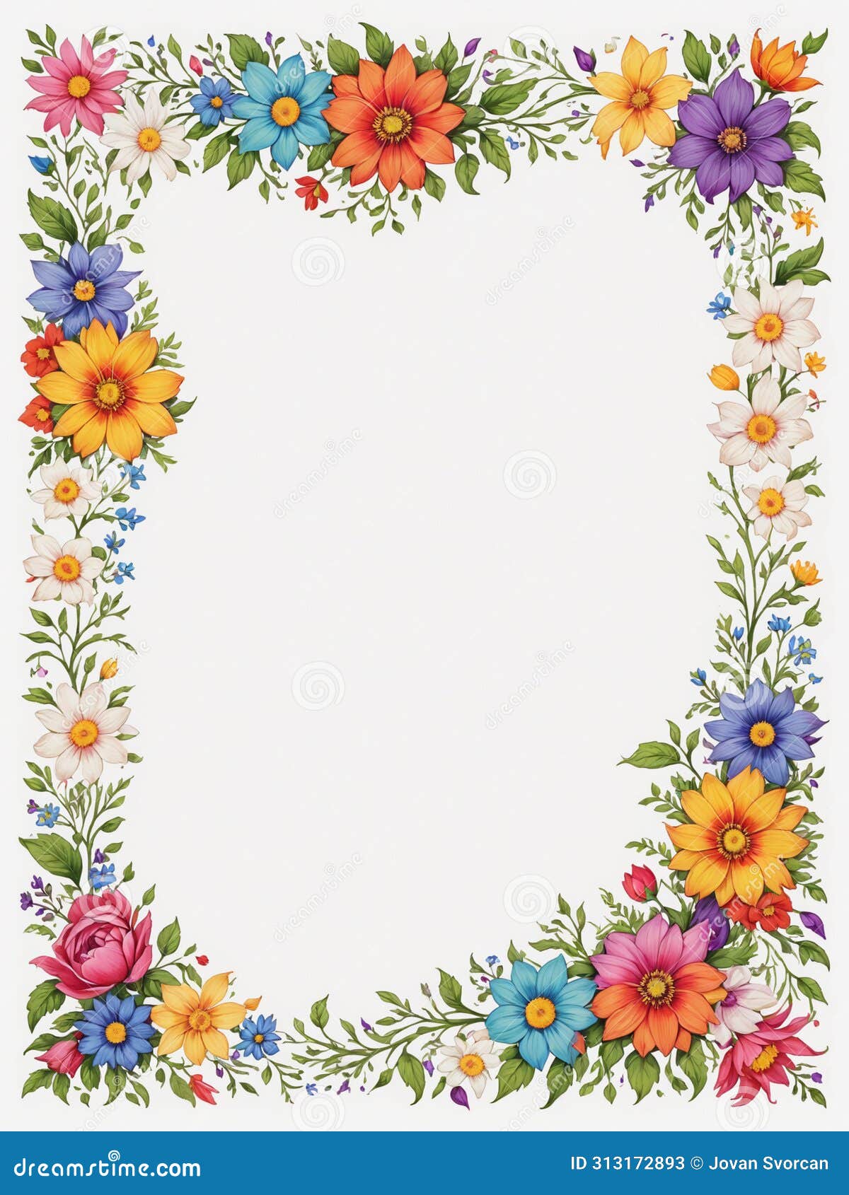 Vibrant Spring Floral Border Stock Illustration - Illustration of ...