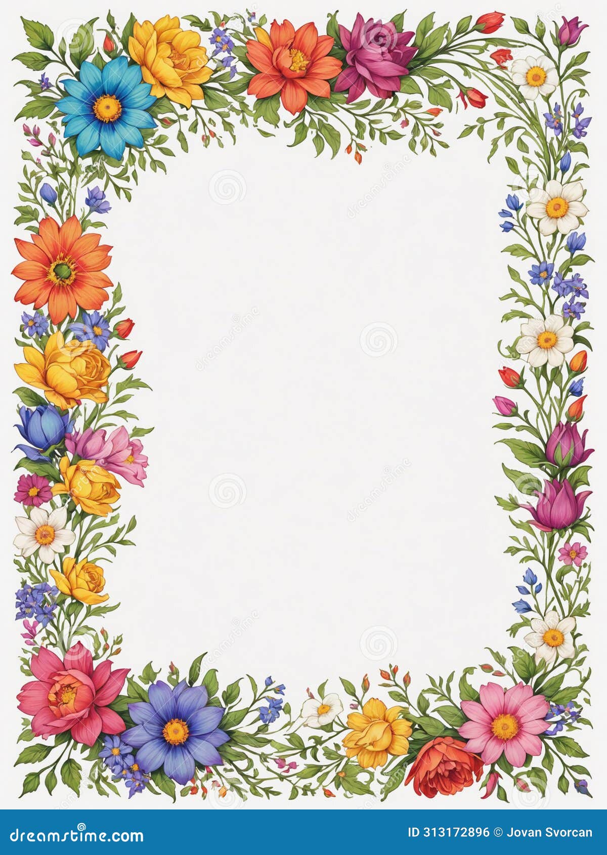Vibrant Spring Floral Border Stock Illustration - Illustration of ...