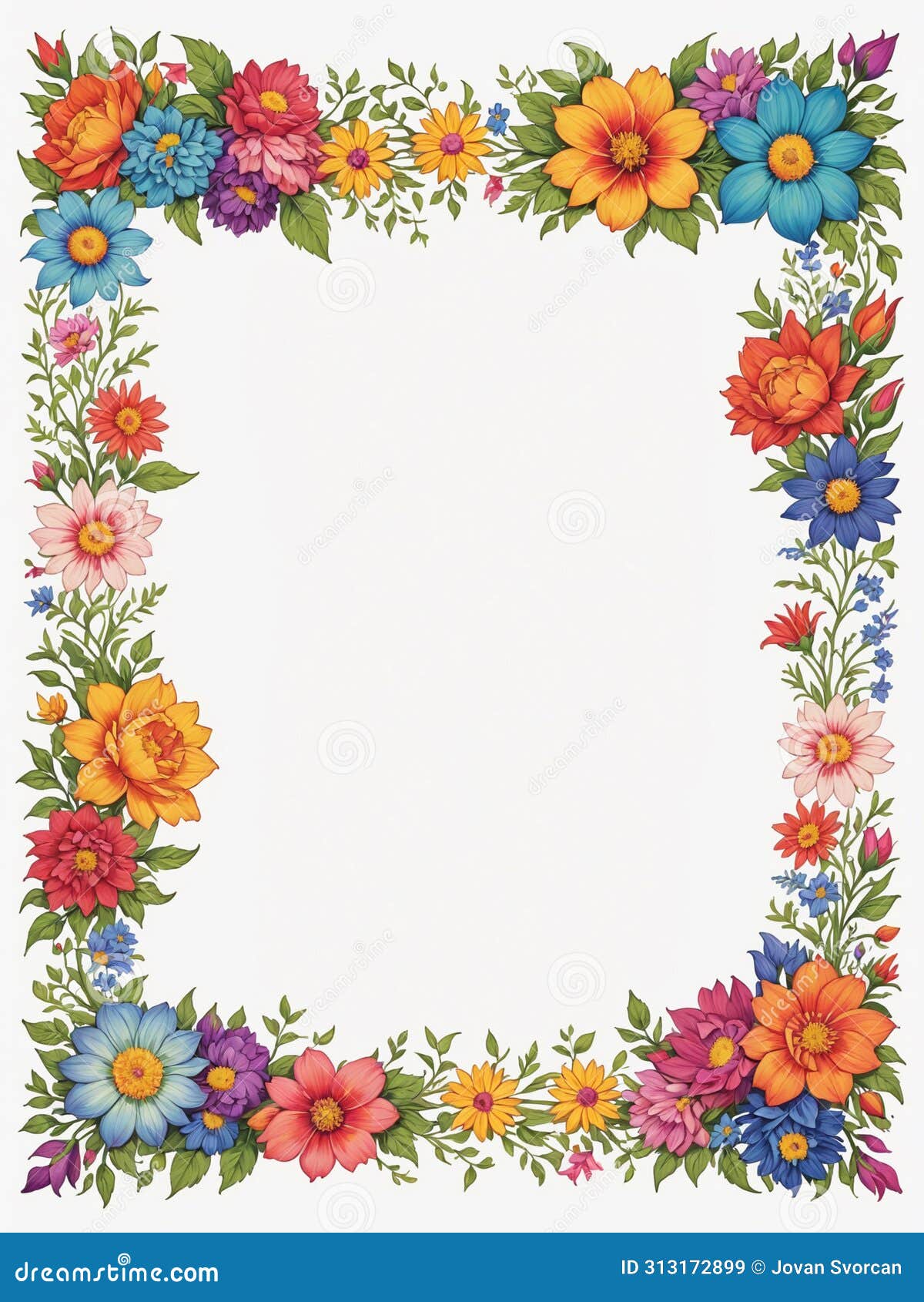 Vibrant Spring Floral Border Stock Illustration - Illustration of ...