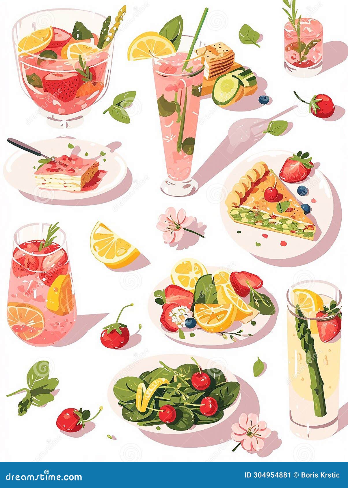 Vibrant Springtime Favorites Array with Fresh Meals and Refreshing ...